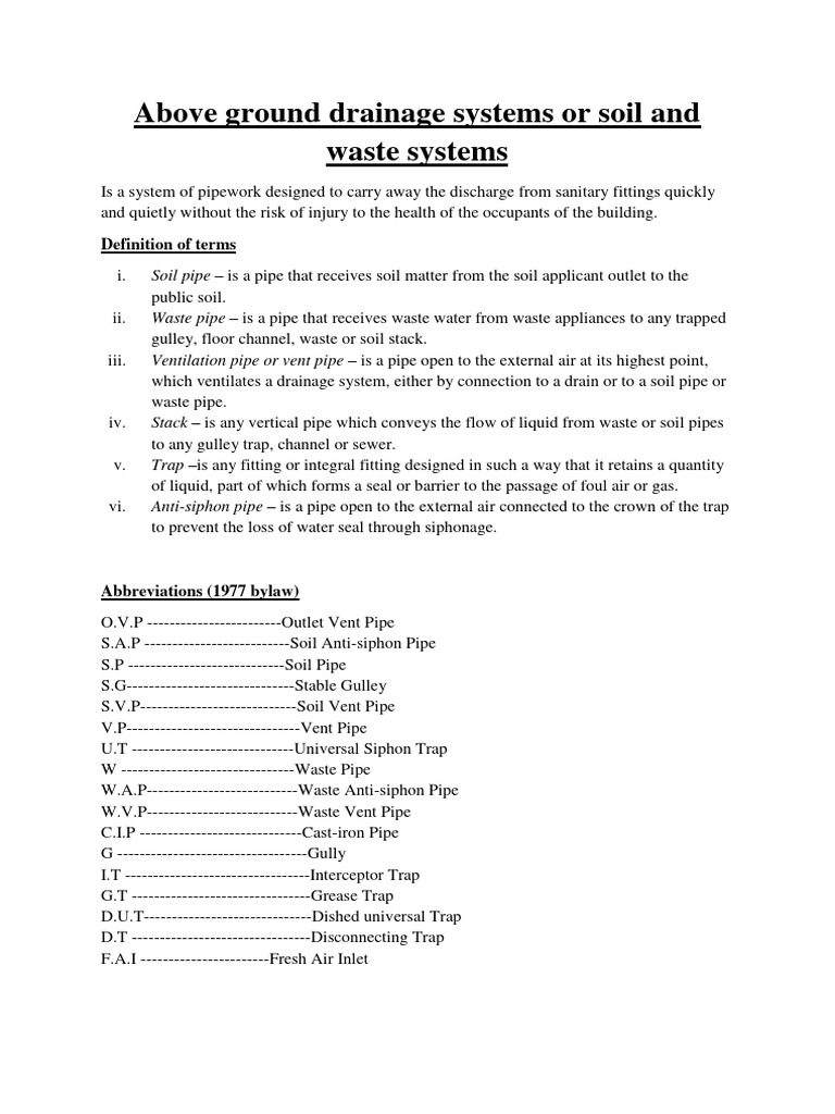 Above Ground Drainage Systems or Soil and Waste Systems | PDF | Pipe ...