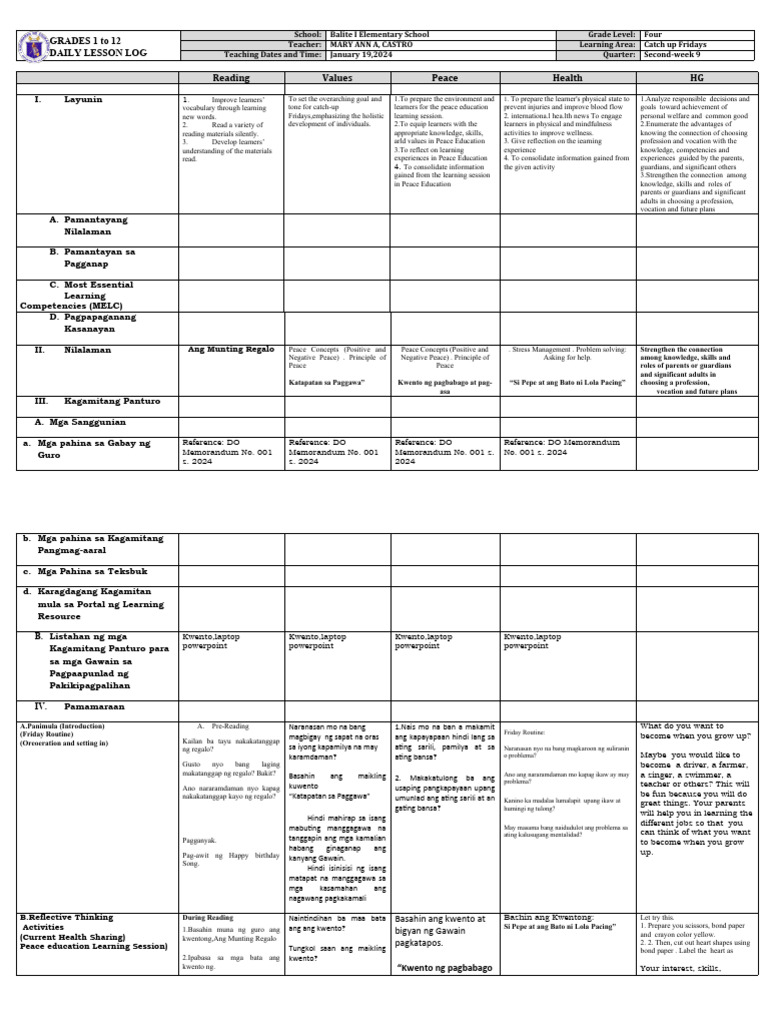DLL Catch Up Friday. Jan.192024 - 090112 | PDF | Learning | Behavioural ...