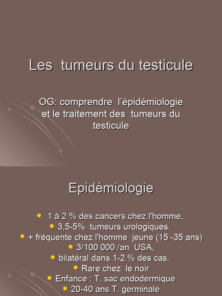 Tumeurs testiculaires : types et épidémiologie | PDF | Testicule | Cancer