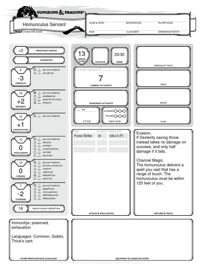 Homunculus Servant | PDF | Entertainment | Role Playing