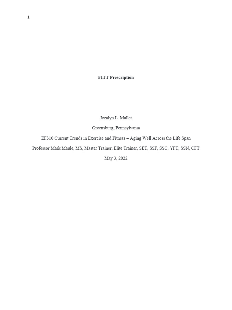 Ef310 - Unit 8 Assignment - Jezalyn Mallet | PDF | Weight Training | Physical Fitness