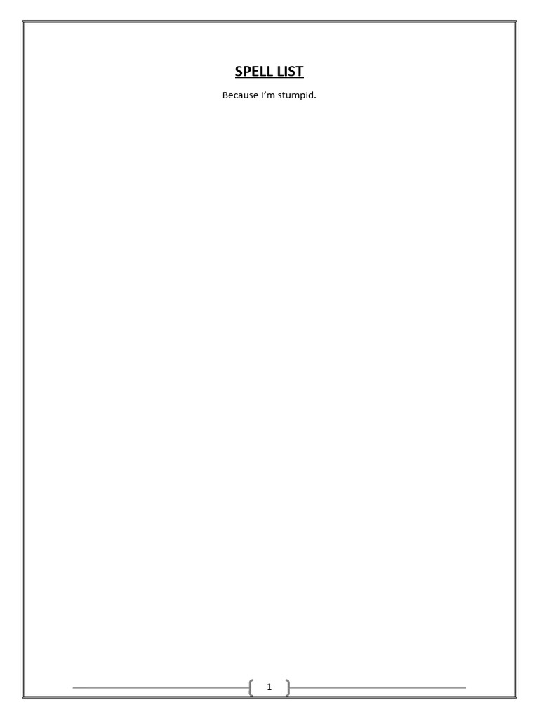 SPELL LIST | PDF | Moon