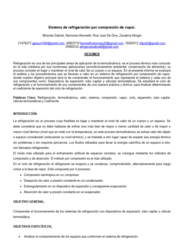 Informe Final Practica Nro 1 | PDF | Refrigeración | Presión
