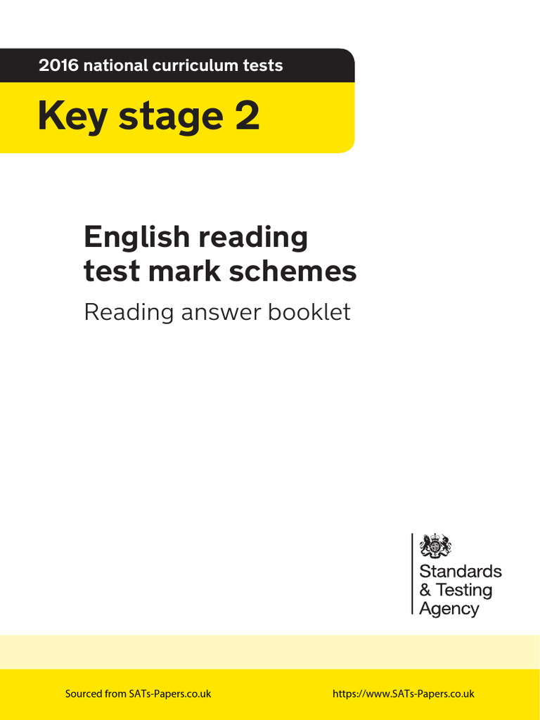 Key Stage 2 English Mark Schemes | PDF