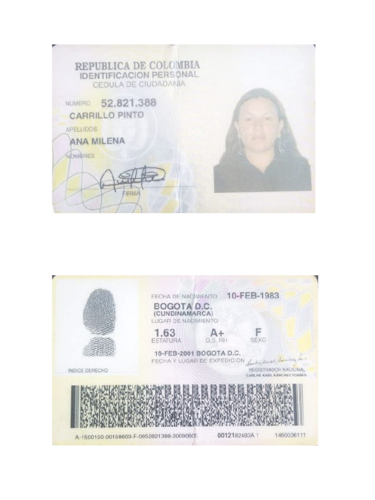 Cedula Milena Bogota | PDF