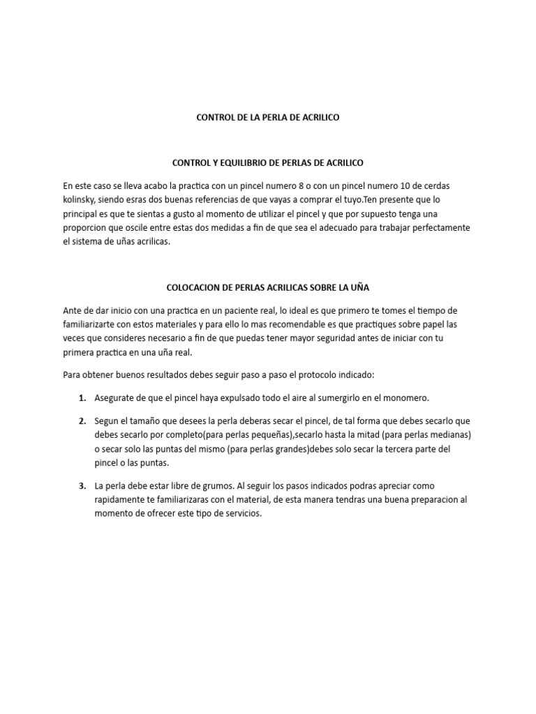Control de La Perla de Acrilico | PDF