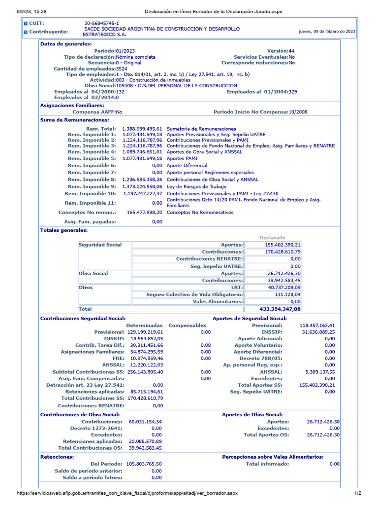 Remuneraciones y Contribuciones F931 | PDF | Gobierno | Economias