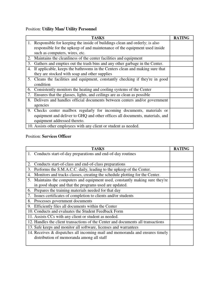 Job Description For PA Purposes Only 1 Download Free PDF Sales