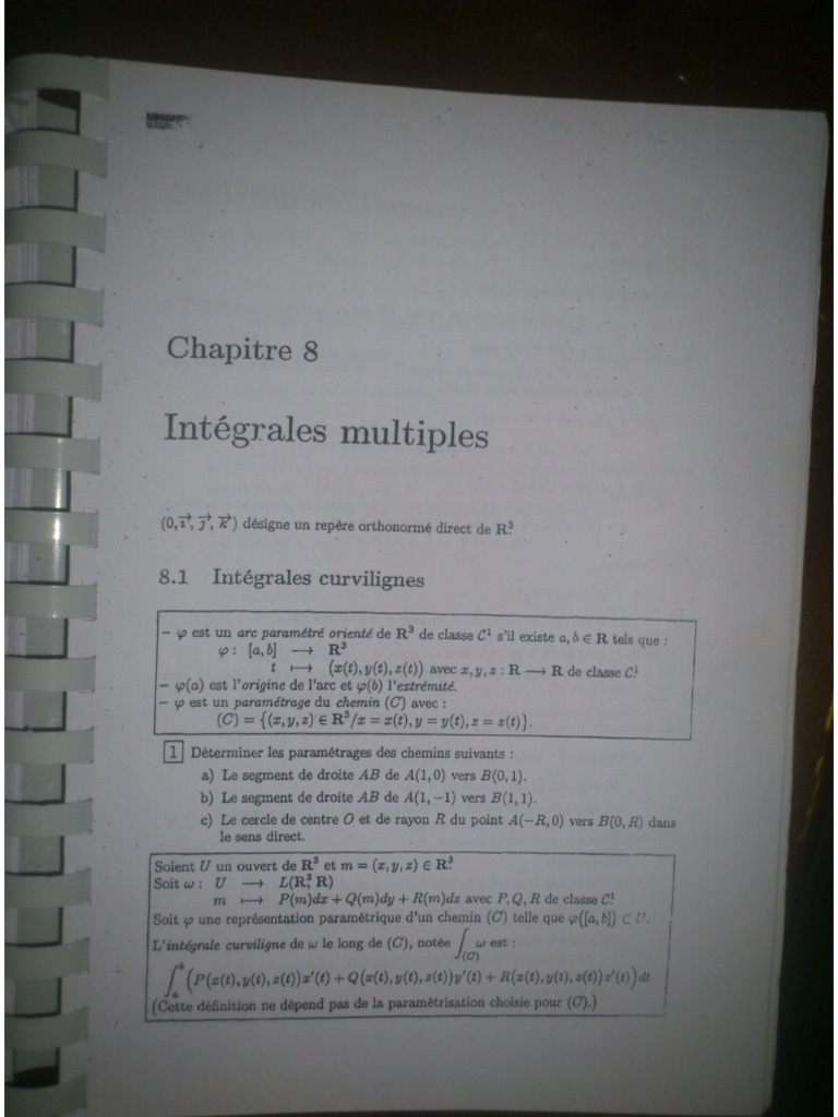 Exercices Corriges Sur Les Integrales Curvilignes | PDF