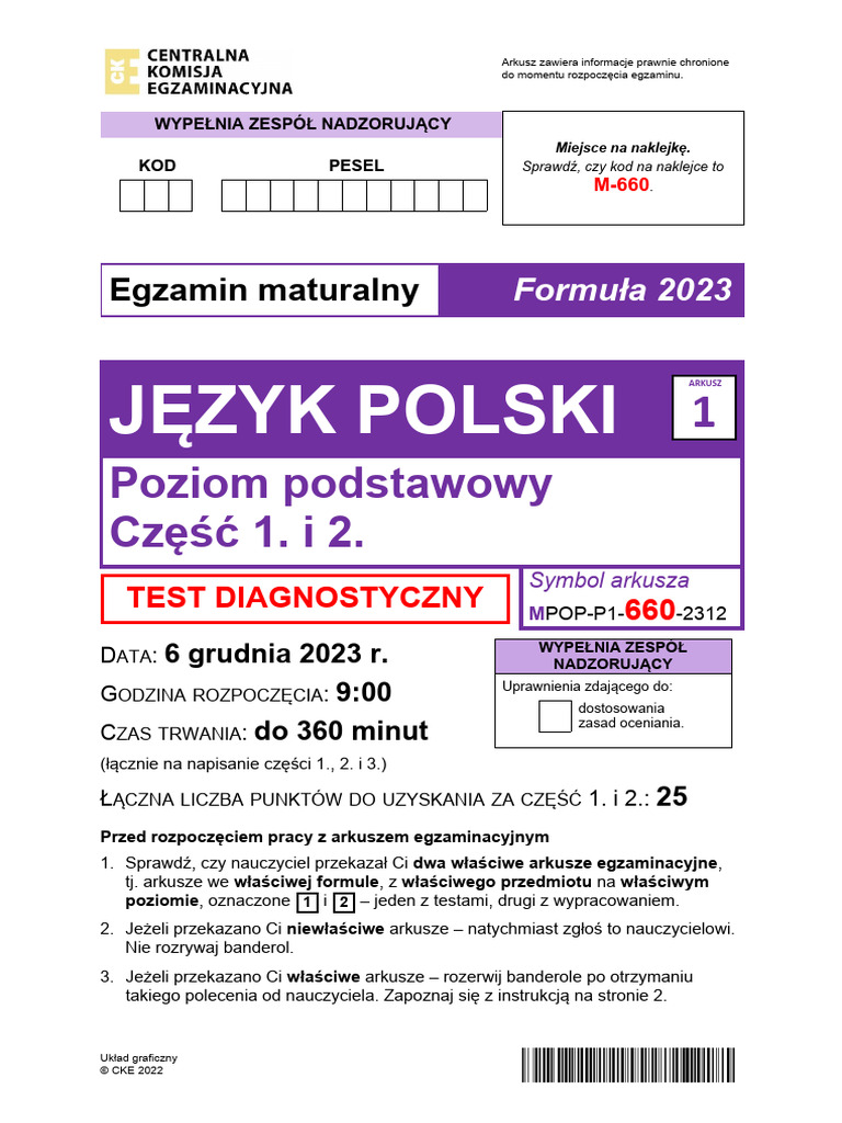 MPOP P1 660 A 2312 Arkusz | PDF