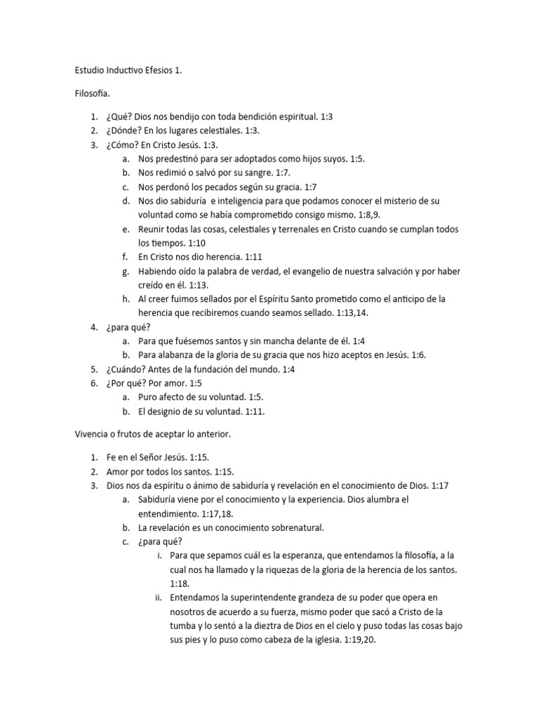 Estudio Inductivo Efesios 1 | PDF