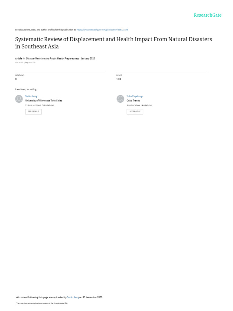 Displacement & Health in SE Asia Disasters | PDF | Natural Disasters ...