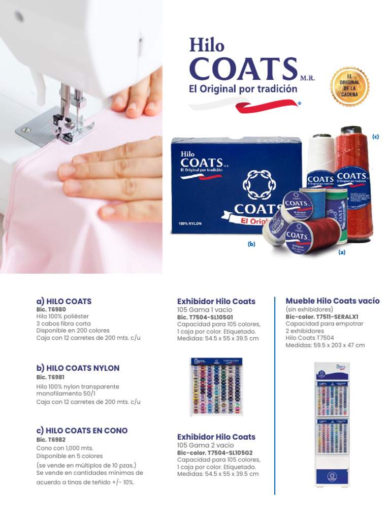 Catálogo de Hilos Coats y Exhibidores | PDF