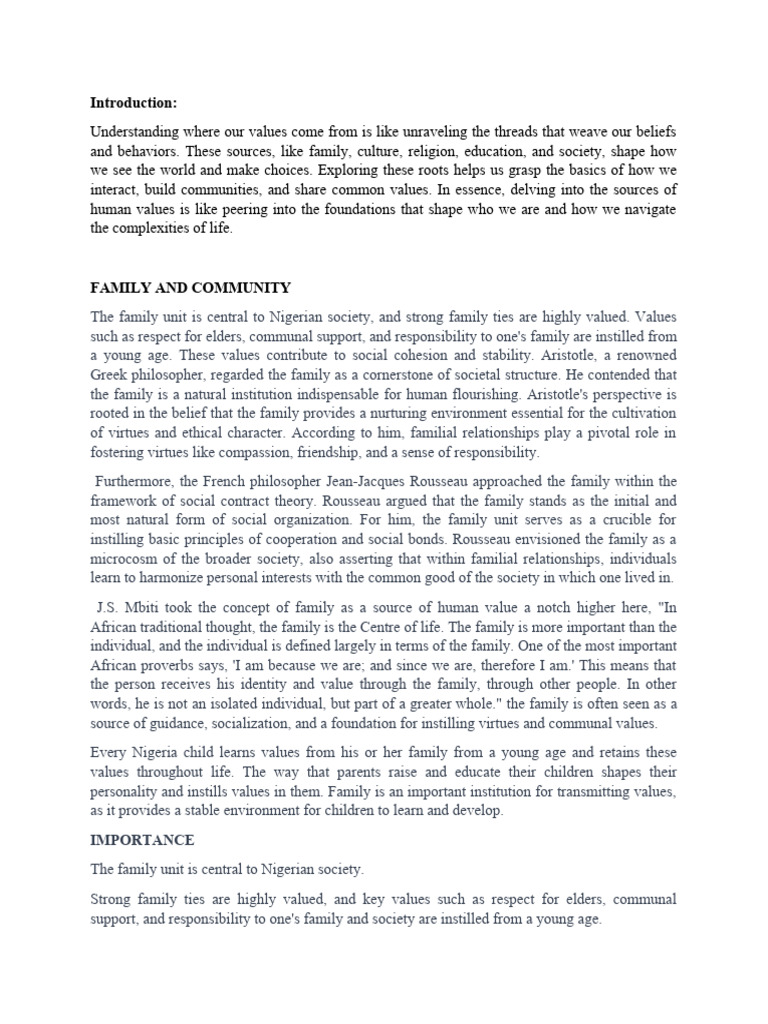 Source Of Value And Its Importance To To The Nigeria Nation Pdf