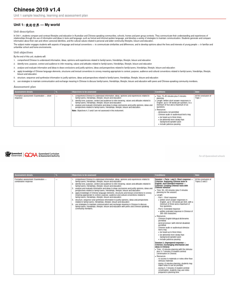 Unit 1: My World in Chinese Language | PDF | Information | Learning
