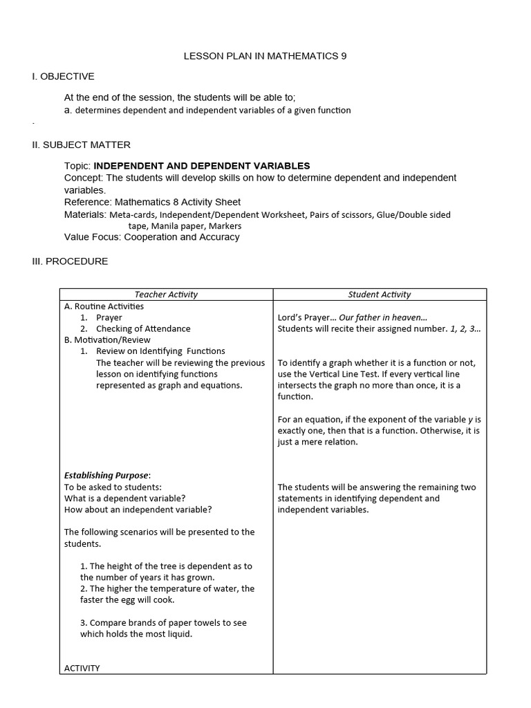 Lesson Plan Math 8-2nd Quarter | PDF