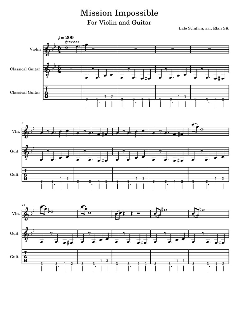 Mission Impossible Theme For Violin And Guitar Pdf