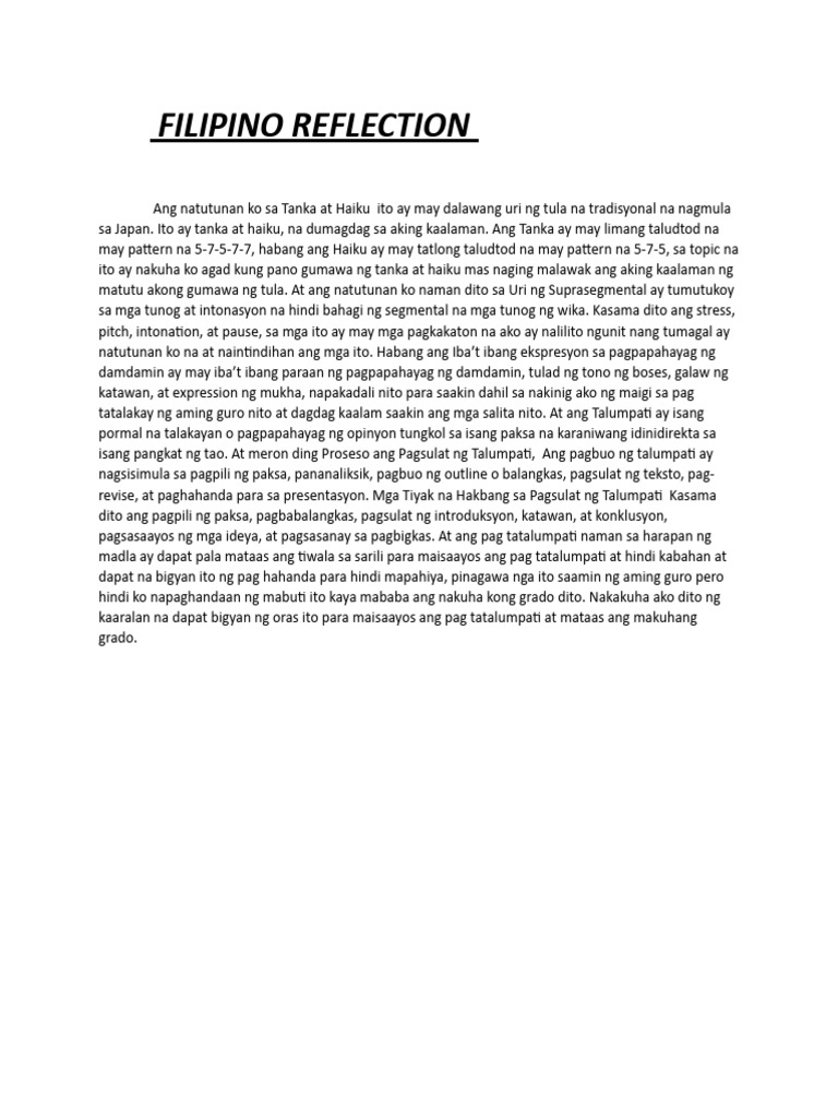 Filipino Reflection.1 | PDF