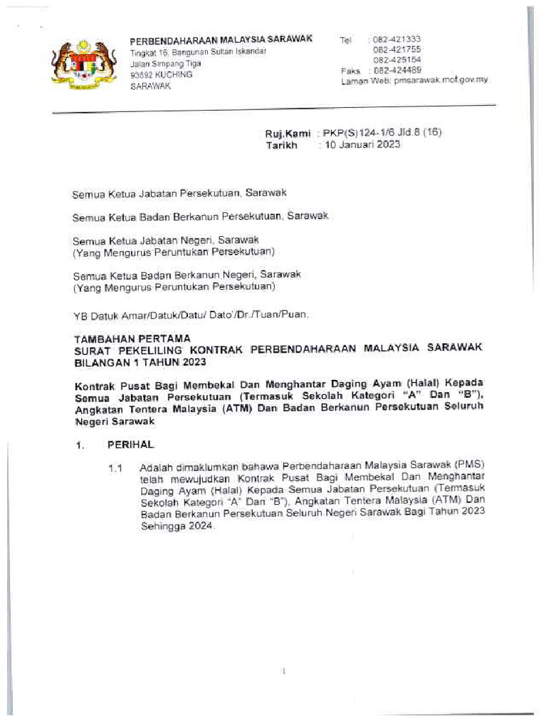 Pekeliling Kontrak Bil Tahun 202320230116 0051 | PDF