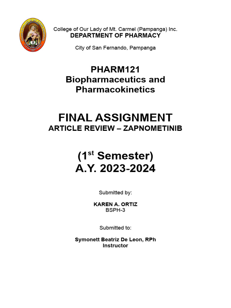 Final Assignment | PDF | Pharmacokinetics | Phases Of Clinical Research Final Assignment | PDF | Pharmacokinetics | Phases Of Clinical Research