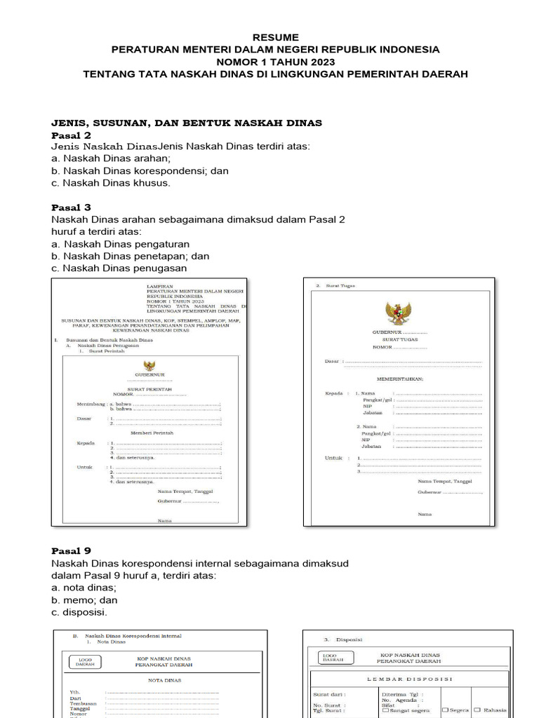 Resume Permendagri Naskah Dinas | PDF | Teknologi & Rekayasa