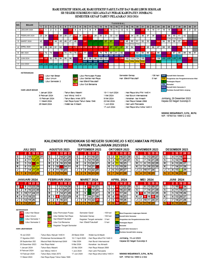 Kalender Pendidikan 2023 2024 - Semester Genap | PDF
