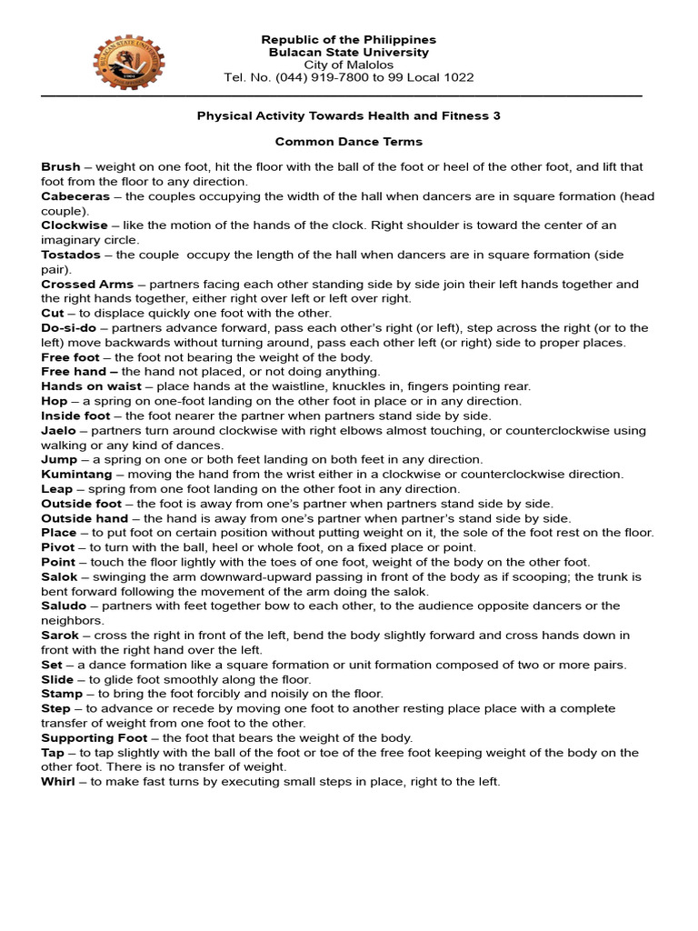 Common Dance Terms | PDF | Foot | Dances