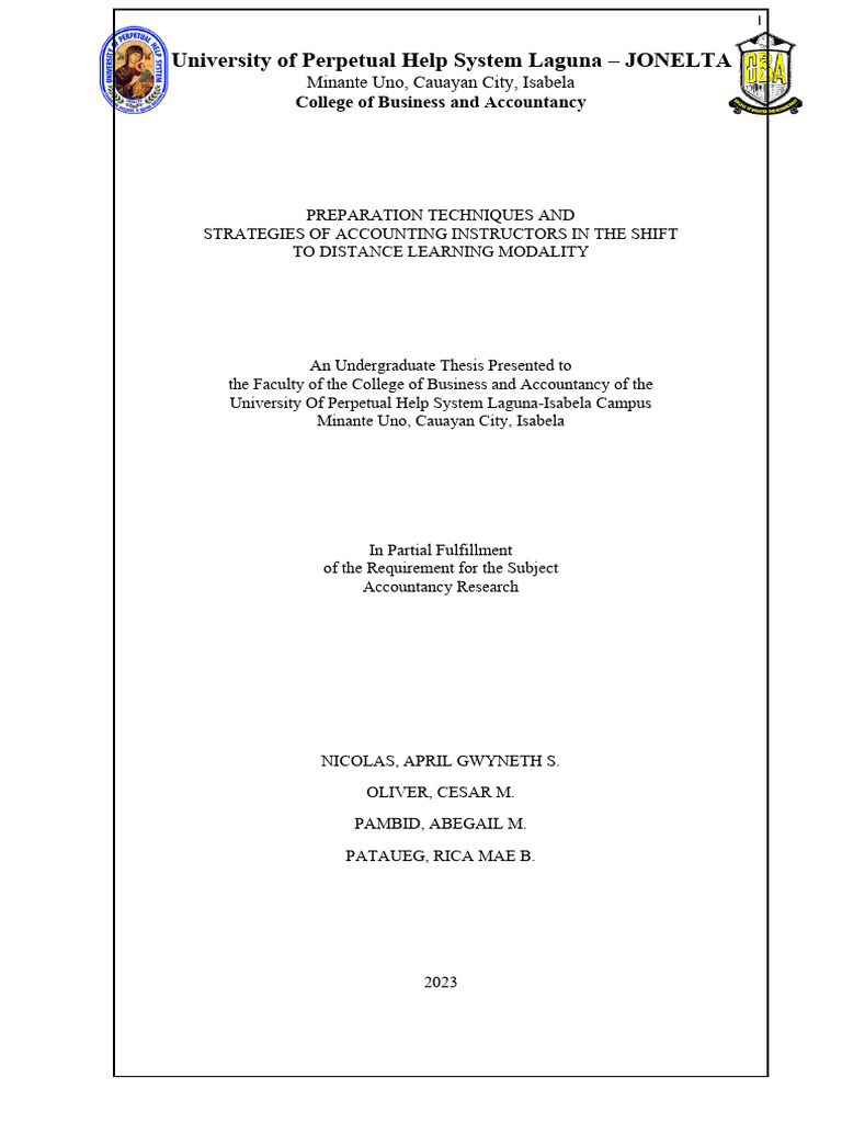 THESIS ACCOUNTANCY - Final | PDF | Distance Education | Learning