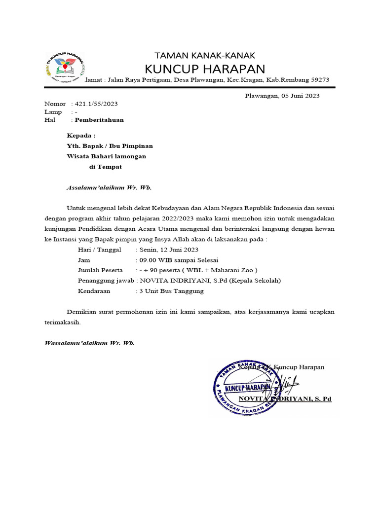 Surat Pemberitahuan Ke WBL | PDF | Agama & Spiritualitas