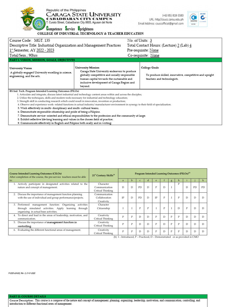 Industrial Organization and Management Practices Syllabus | PDF ...