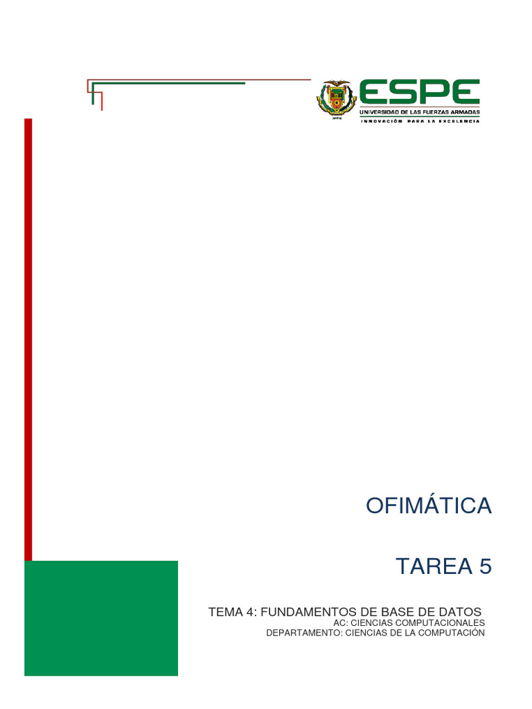 t4 - Tarea 5-Ofimática Gestor de Base Datos | PDF | Bases de datos | Moodle