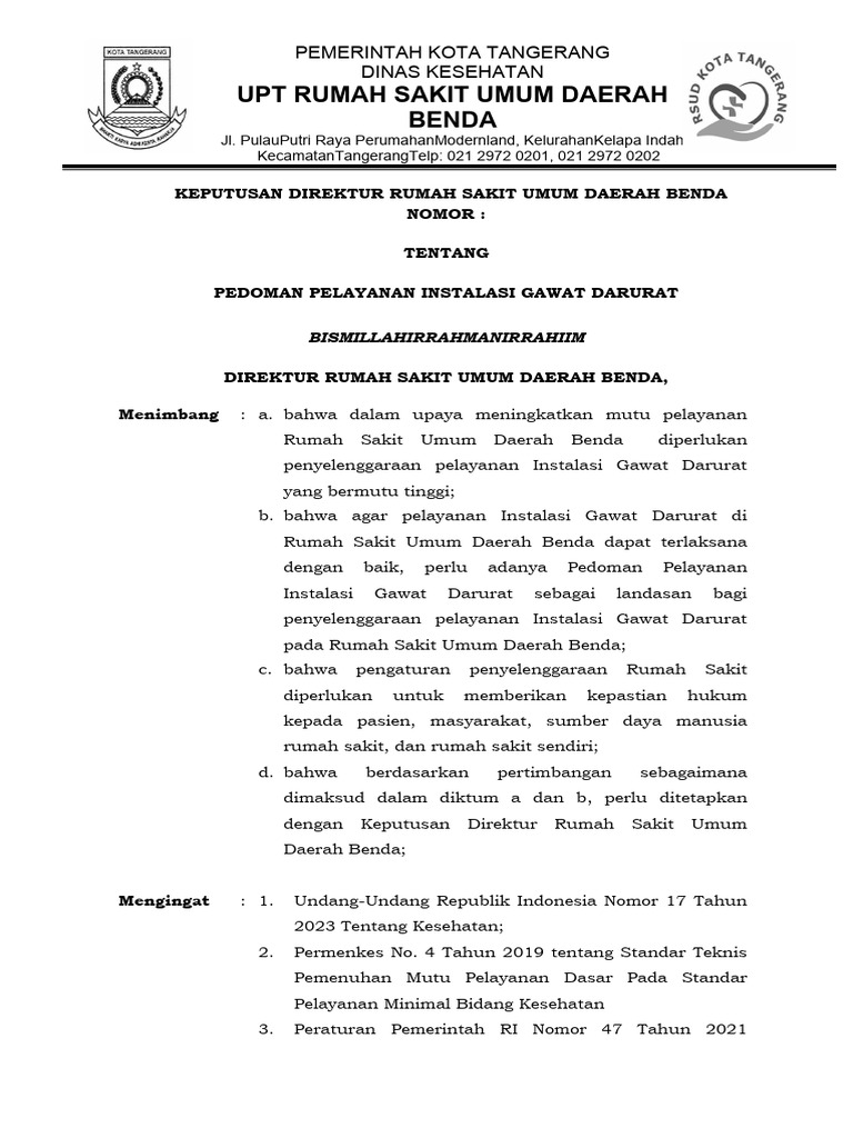 D SK PEDOMAN PELAYANAN IGD | PDF