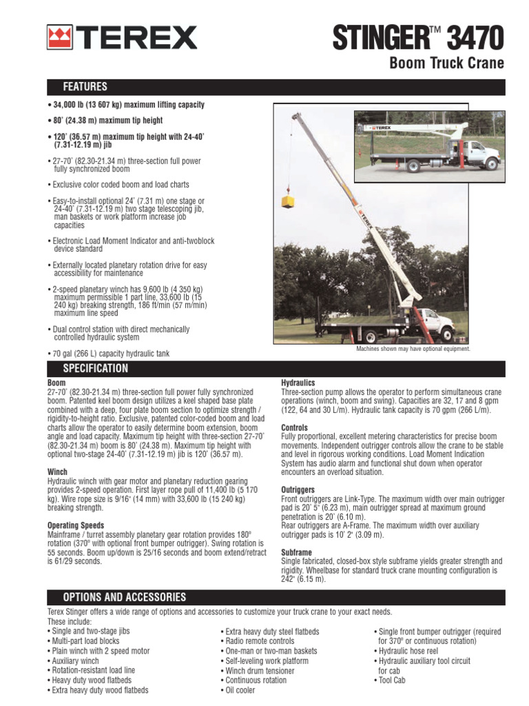 Terex BT3470 Specifications | PDF | Crane (Machine) | Mechanical ...