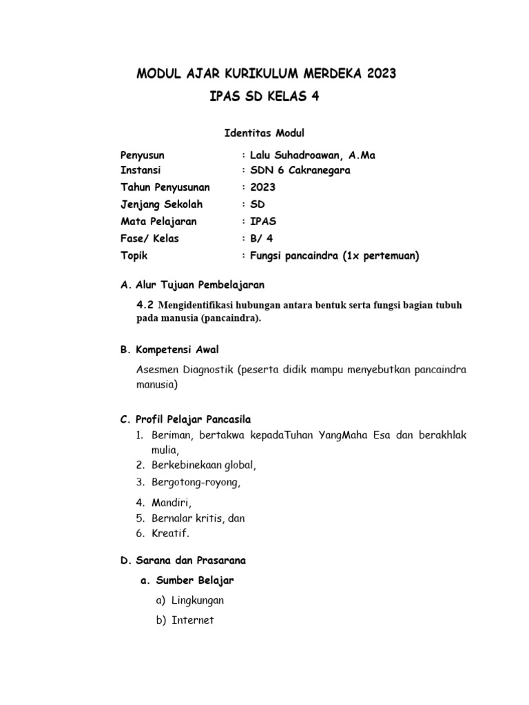 Modul Ajar Kurikulum Merdeka 2023 | PDF