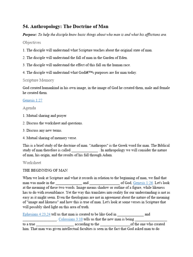 Anthropology - The Doctrine of Man | Download Free PDF | Image Of God ...