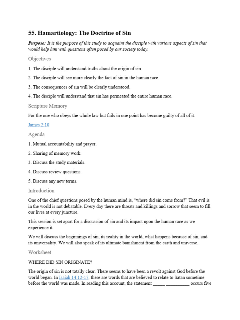 Hamartiology - The Doctrine of Sin | PDF | Adam And Eve | Epistle To ...