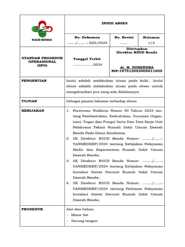 Spo Insisi Abses Igd Benda | PDF