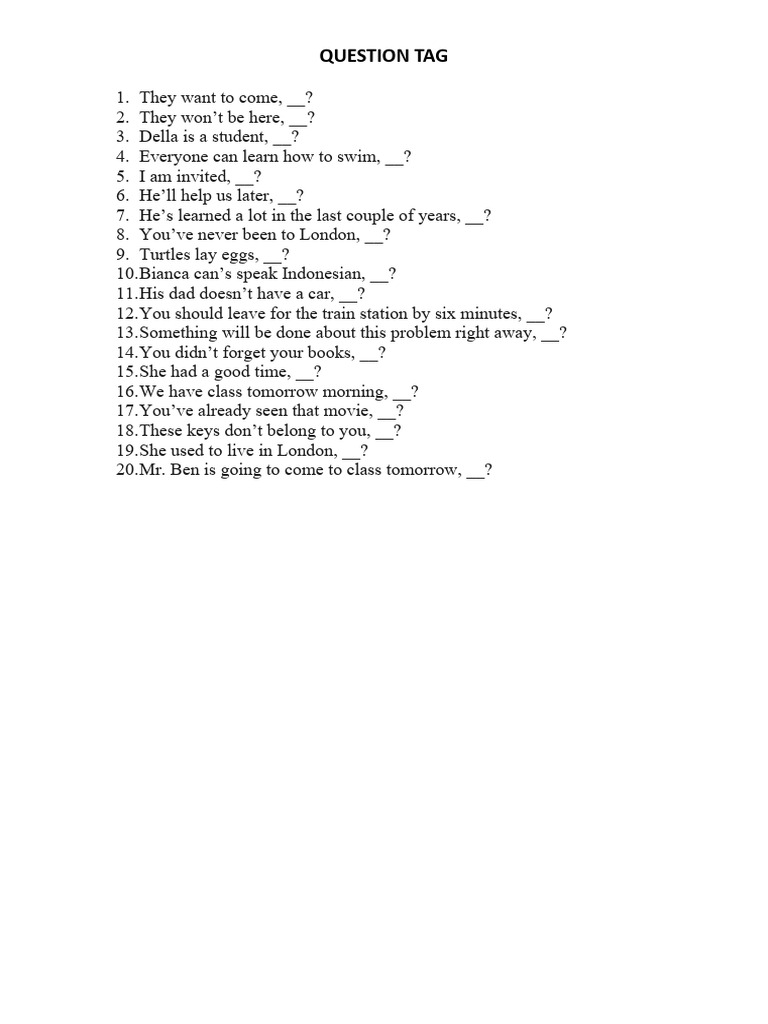 Soal Question Tag | PDF