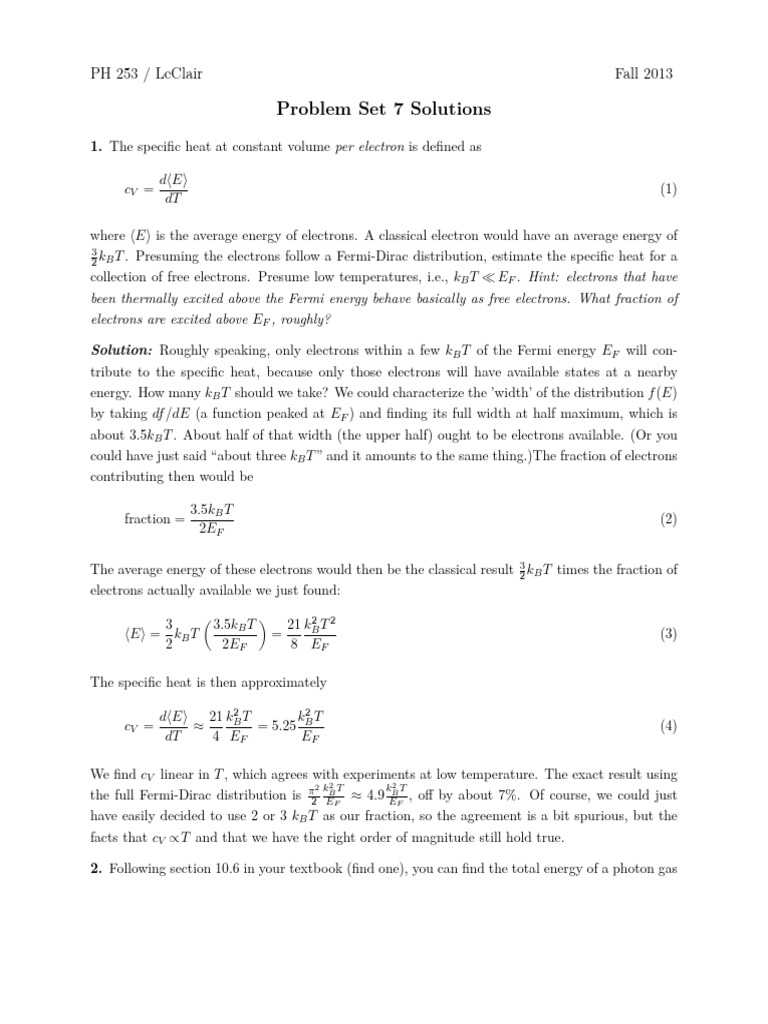 Solid State Physics HW Solutions | PDF