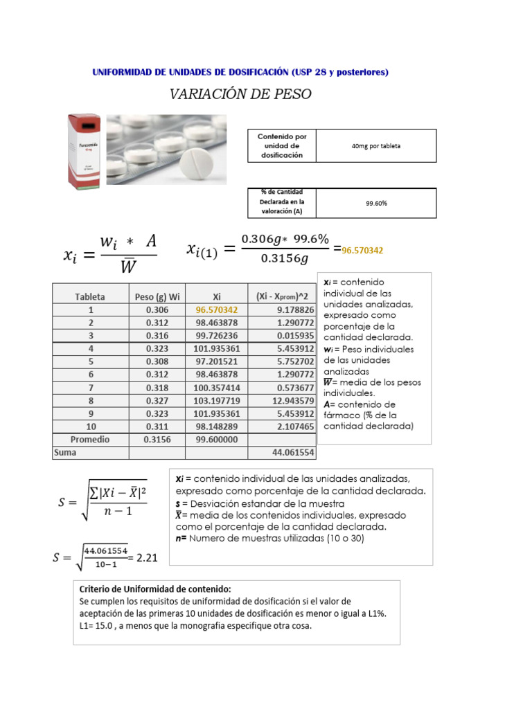 Uniformidad de Contenido VP l1 | Descargar gratis PDF | Análisis ...