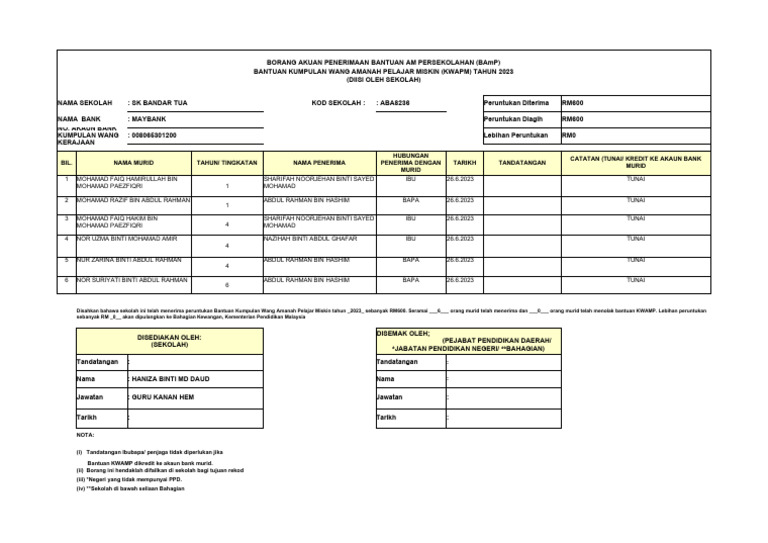 7borang Akuan Penerimaan Kwamp Bamp 2023 Terbaru | PDF