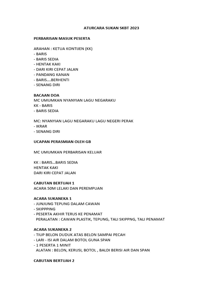 Aturcara Sukan | PDF