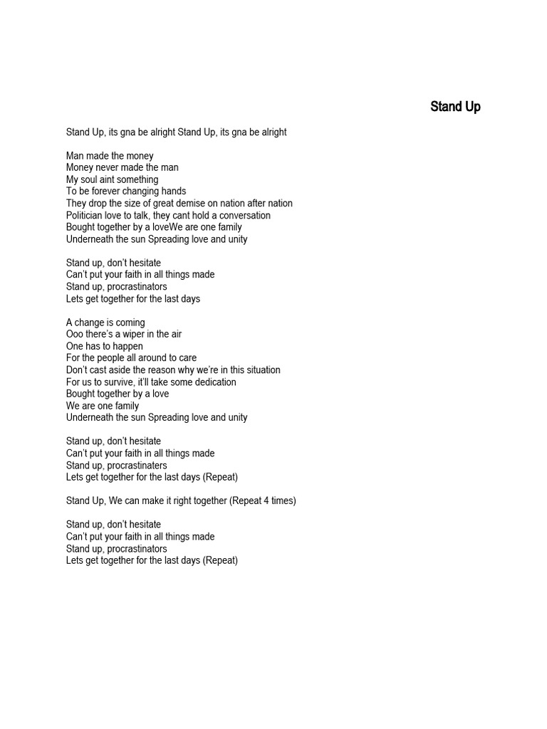 Stand Up - Lyrics | PDF