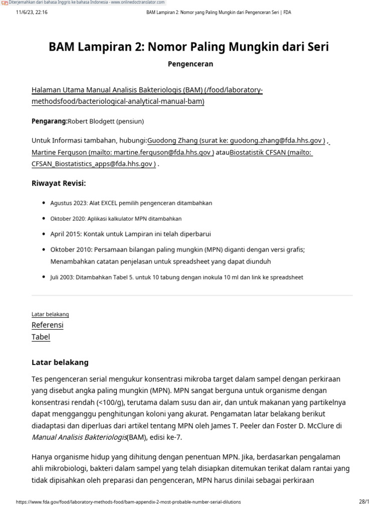 BAM Appendix 2 - Most Probable Number From Serial Dilutions - FDA - En ...