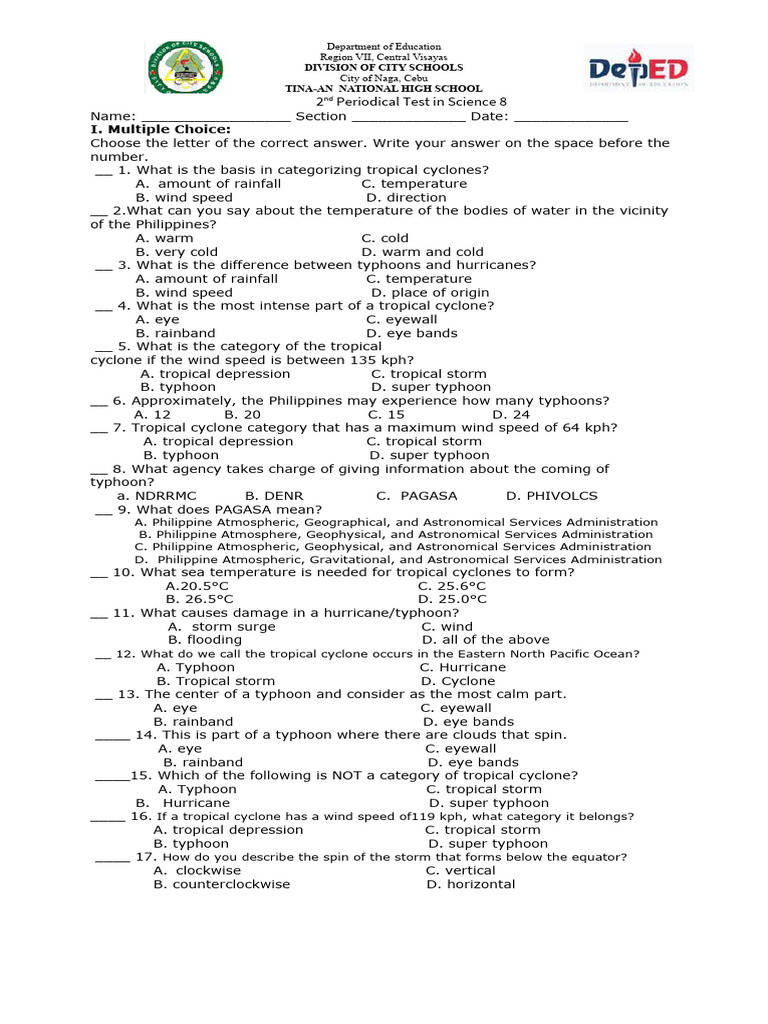 Grade 8 Science 2nd Periodical Test | PDF | Meteoroid | Comet