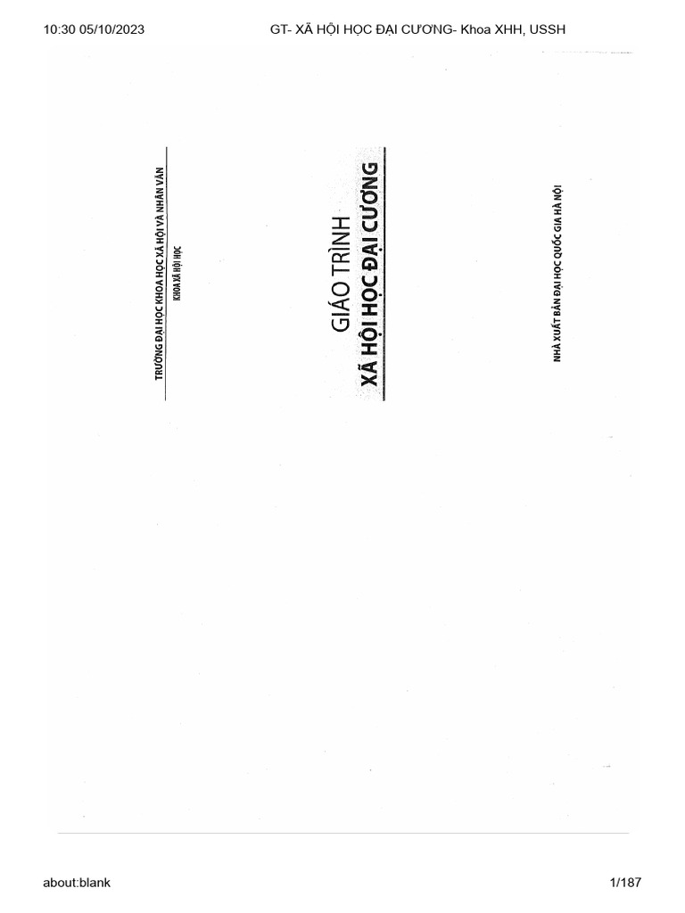 GT - XÃ HỘI HỌC ĐẠI CƯƠNG - Khoa XHH, USSH | PDF
