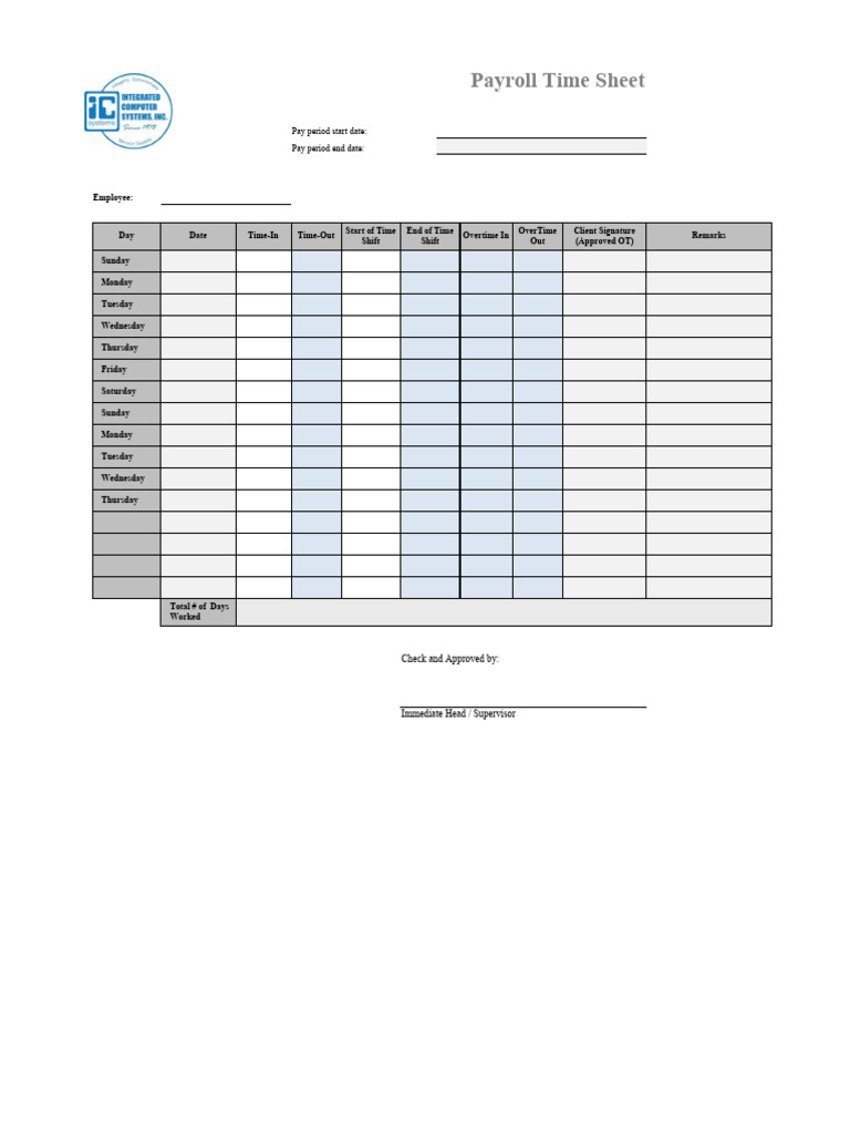 Time Sheet Template | PDF
