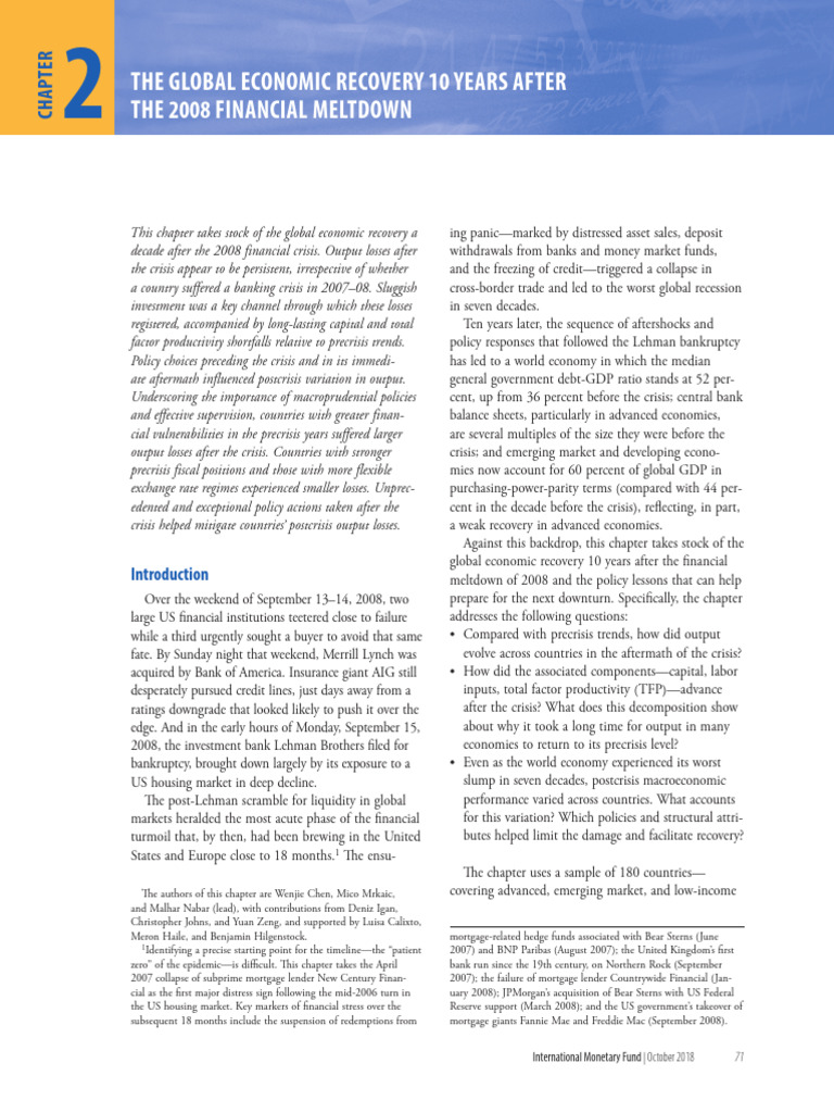 The Global Economic Recovery 10 Years After The 2008 Financial Meltdown ...