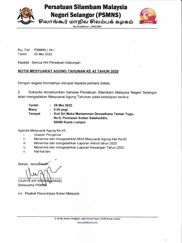 3.0 Notis Agm Ke 43 | PDF