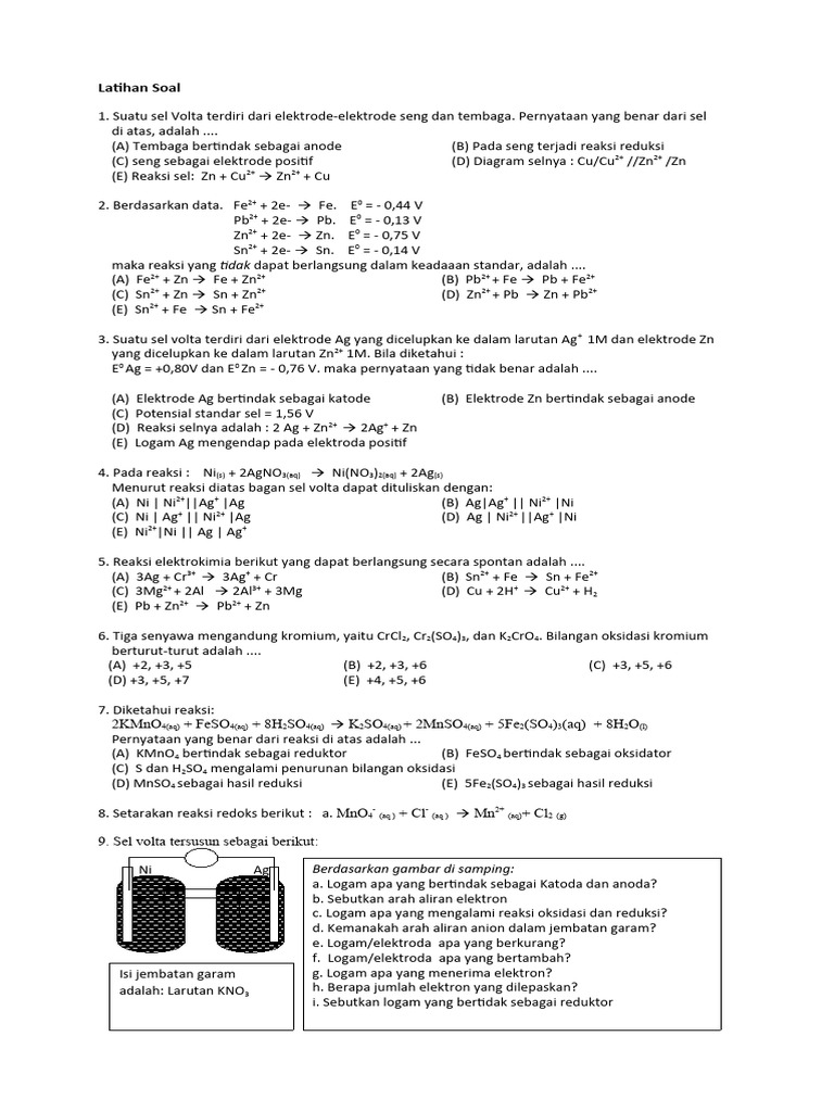 Latihan Soal Sel Volta | PDF